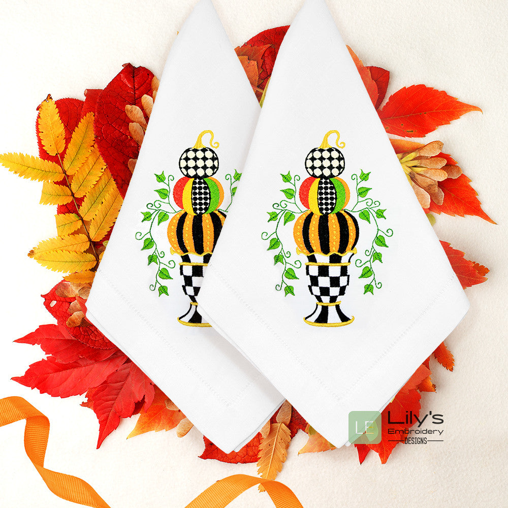 Topiary Checkered Pumpkins Machine embroidery Designs- Stacked - 6 ...