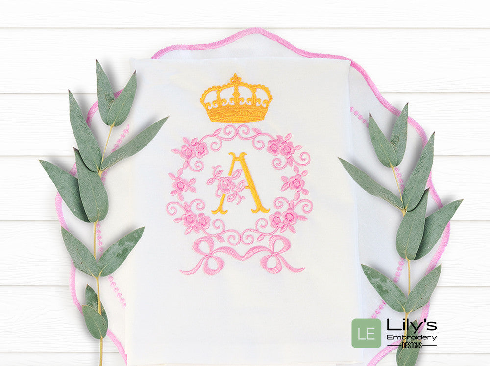 Floral Monogram Frame Machine Embroidery Design by Lilys Embroidery ...